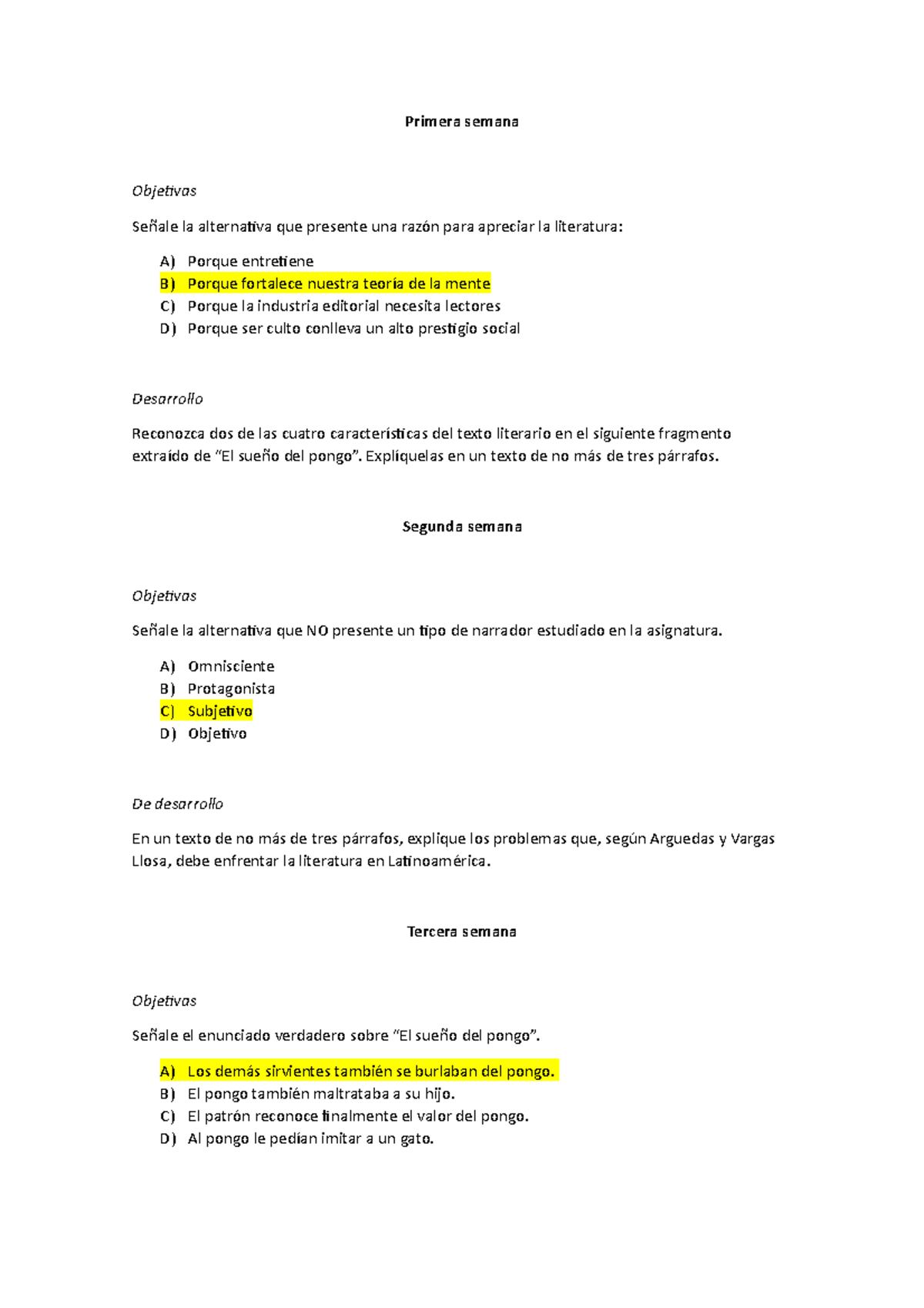 Preguntas para el repaso - Primera semana Objetivas Señale la alternativa que presente una razón ...