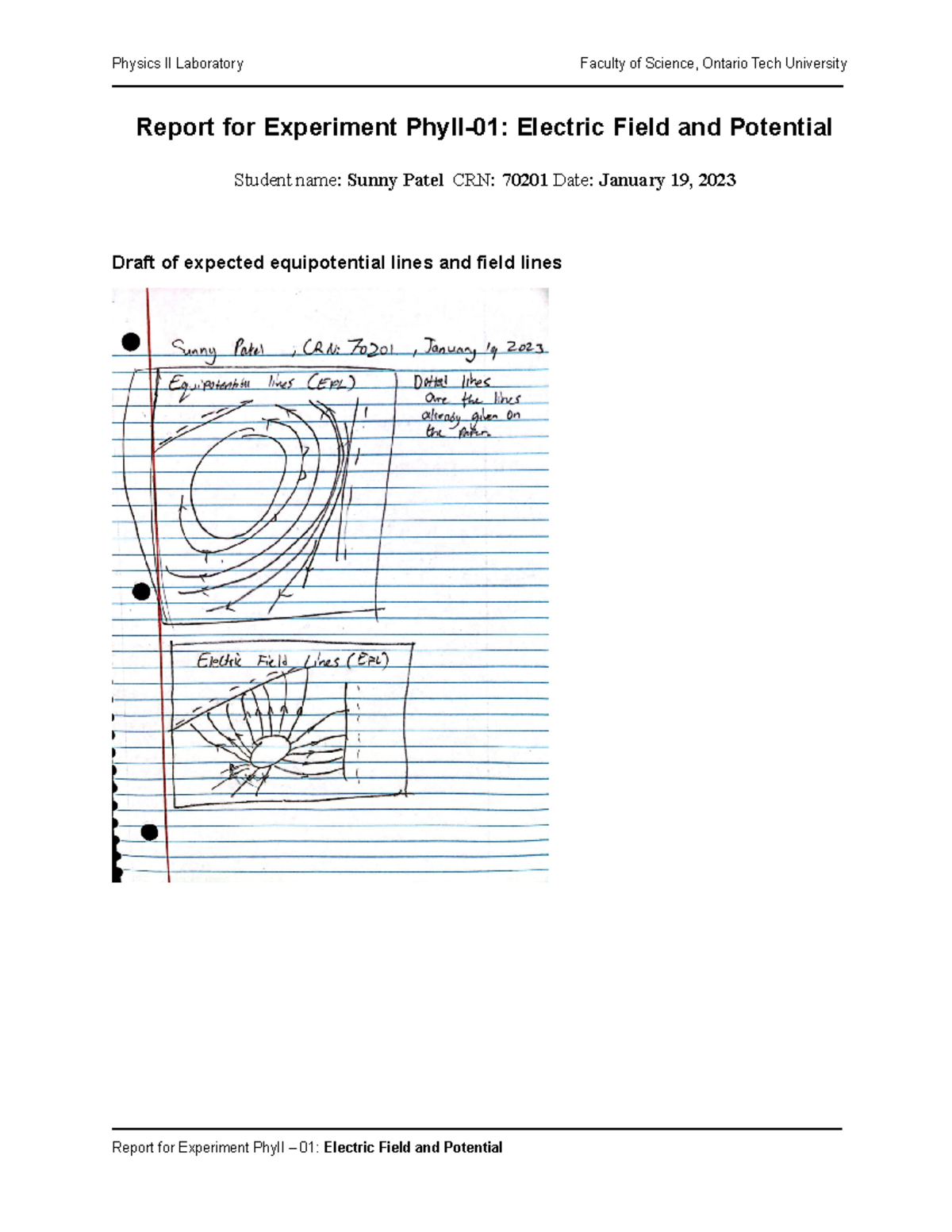 Report Electric Field - Lab #1 - Sunny Patel - Physics II Laboratory ...