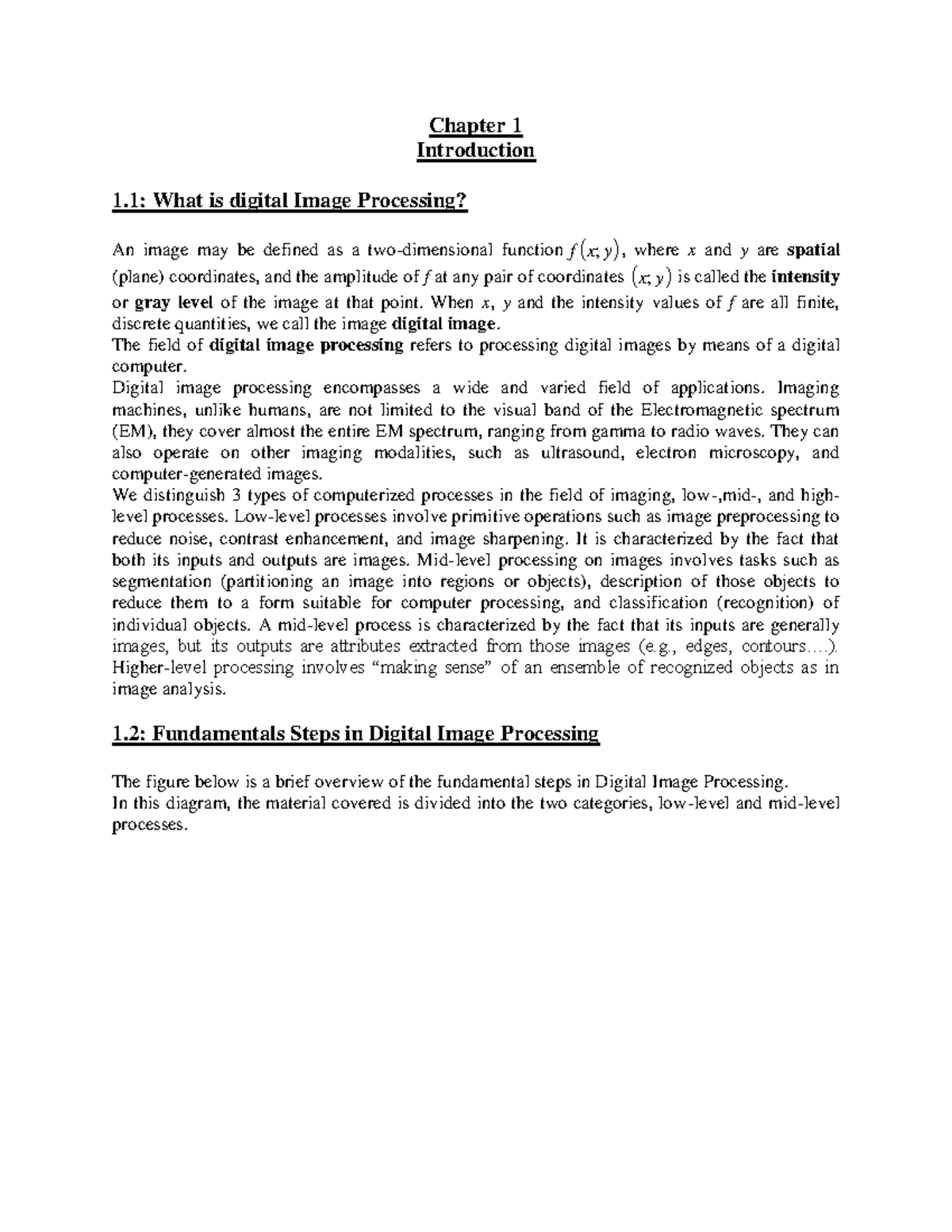 Chapter 1-DIP notes - Warning: TT: undefined function: 3 Chapter 1 ...