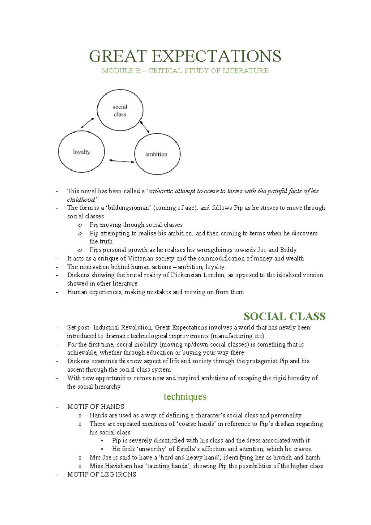 2019 EA Mod B Great Expectations Notes Ella Jessie - GREAT EXPECTATIONS ...