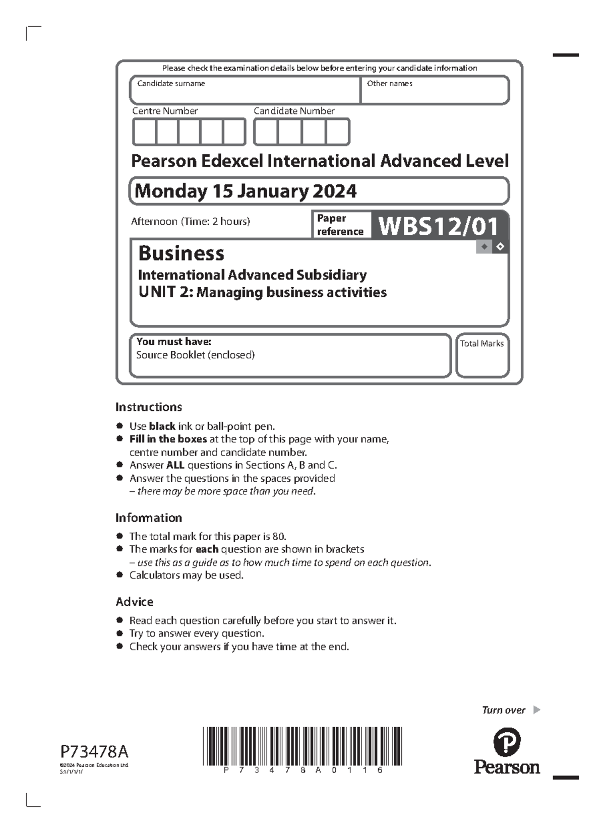 Wbs12 01 que 20240116 - fdzsdxd gszxfsf x fxf z s - P73478A0116 Turn over P73478A©2024 Pearson ...