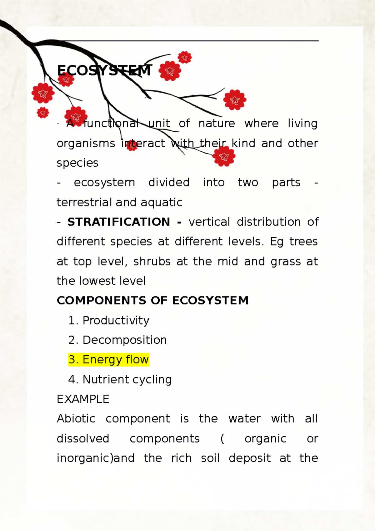 Ecosystem - ECOSYSTEM A functional unit of nature where living ...