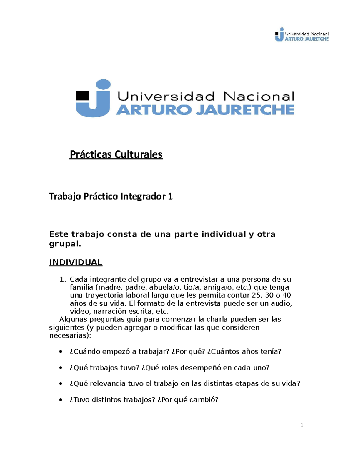 Prácticas Culturales Trabajo Practico Integrador 1 - Prácticas ...