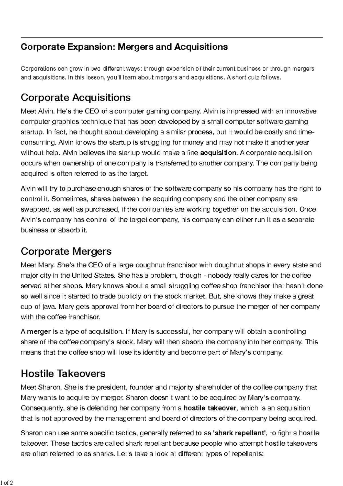 Notes-Corporate Expansion Mergers and Acquisitions - Corporate ...