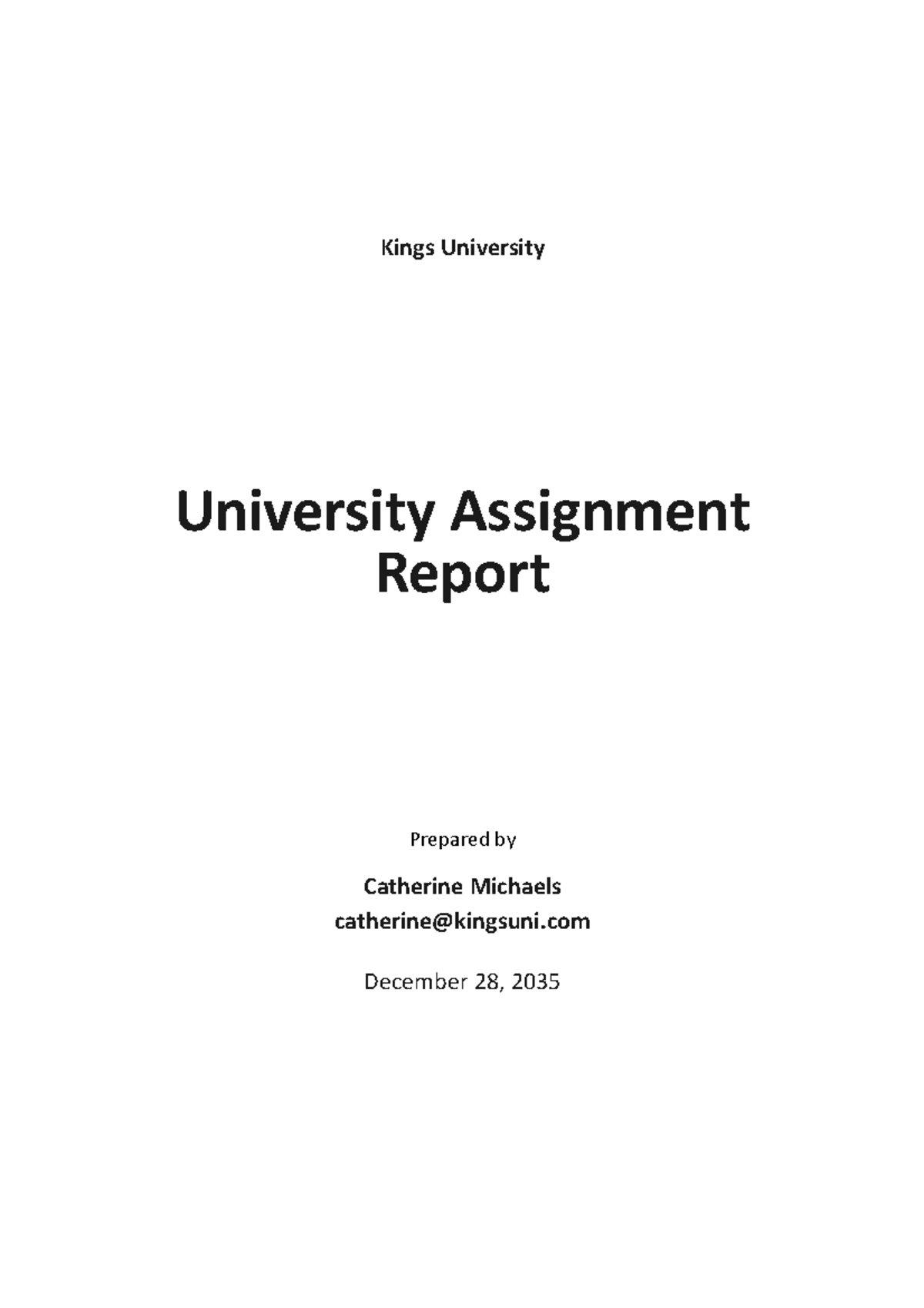 University Assignment Report Template - Kings University University ...
