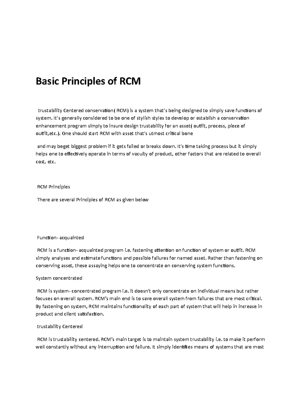 Basic Principles of RCM - Basic Principles of RCM trustability Centered ...