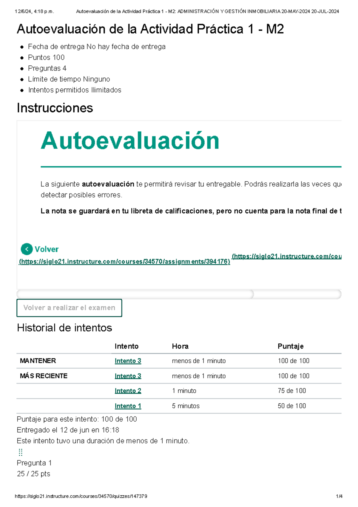 Actividad Practica 1 Modulo 2 - Autoevaluación de la Actividad Práctica 1 - M Fecha de entrega ...