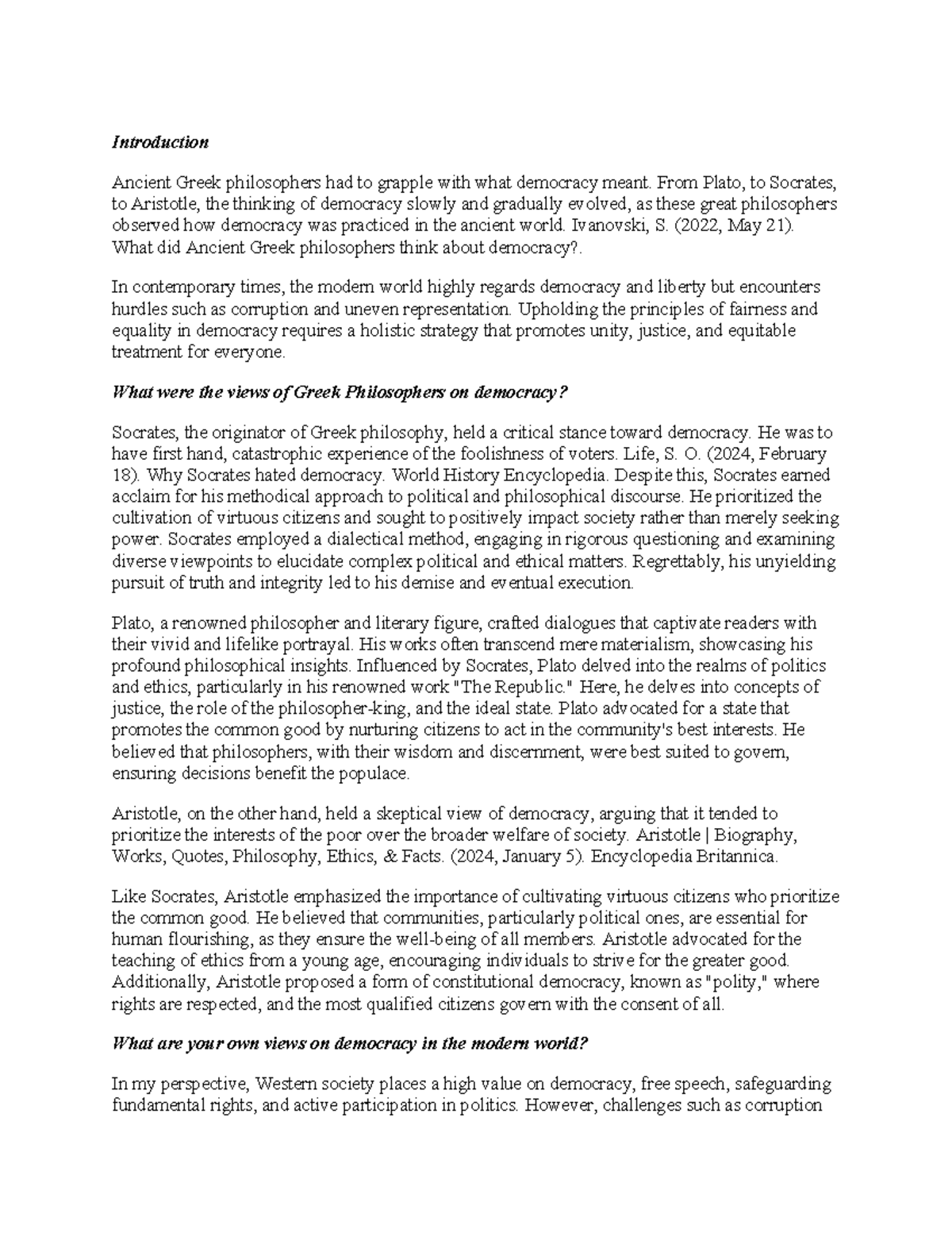 HIST 1421 - learning journal unit 1 - Introduction Ancient Greek ...