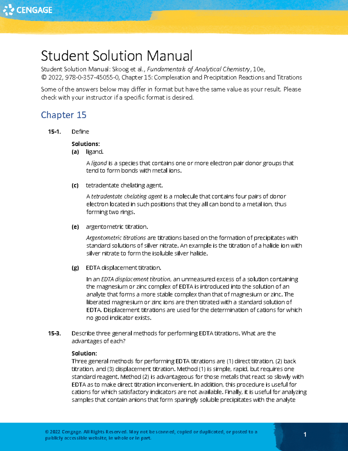 Skoog FAC 10e SSM Ch15 - ppt - Student Solution Manual Student Solution ...