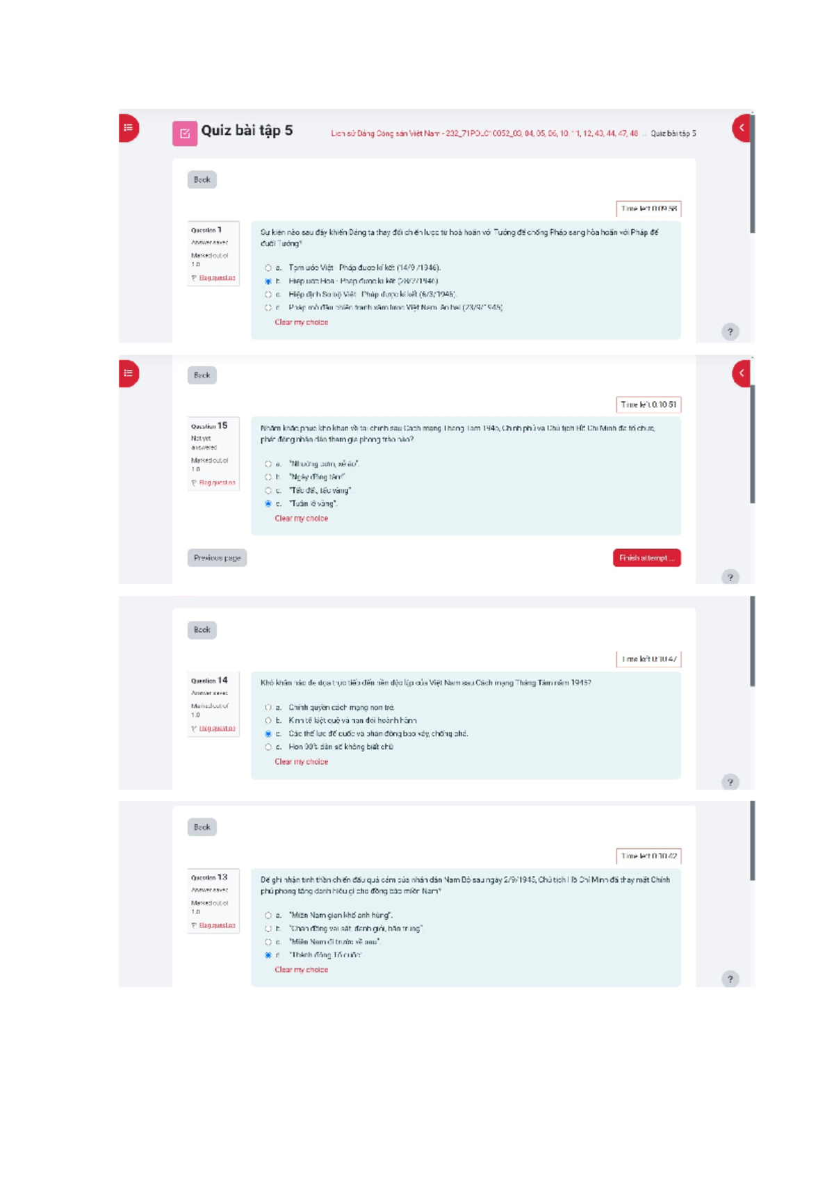 Quiz bài tập buổi 5 LSD - Quiz bài tập buổi 5 LSD - lịch sử đảng cộng sản việt nam - Studocu