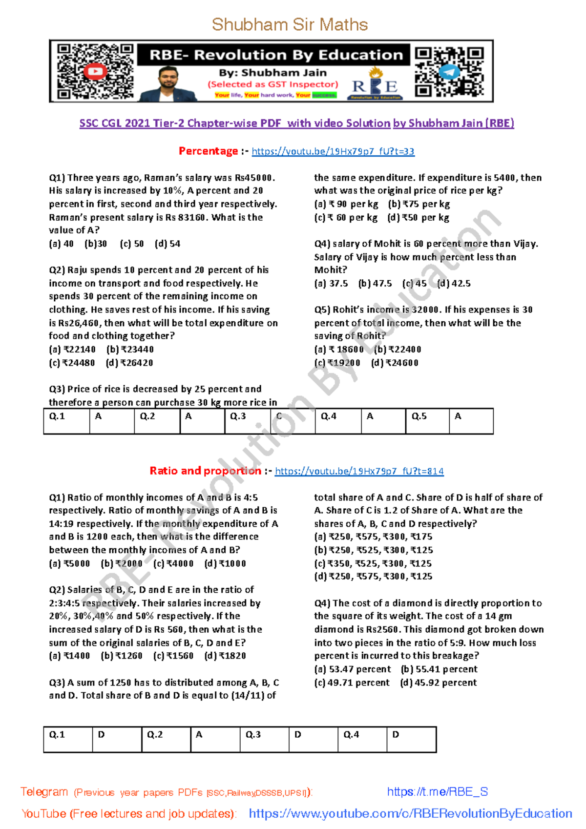 Maths SSC CGL 2021 Tier 2 Chapterwise with Video Solution RBE RBE - SSC CGL 2021 Tier-2 Chapter ...