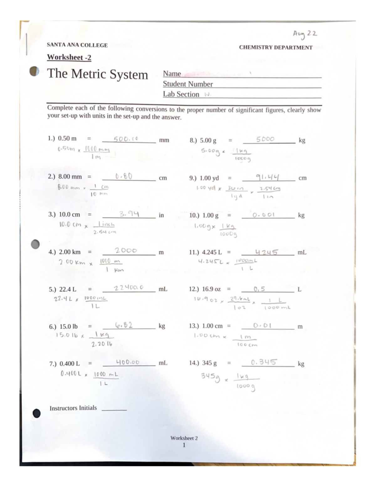 The Metric System - BioChem - Pry 22 SANTA ANA COLLEGE CHEMISTRY ...