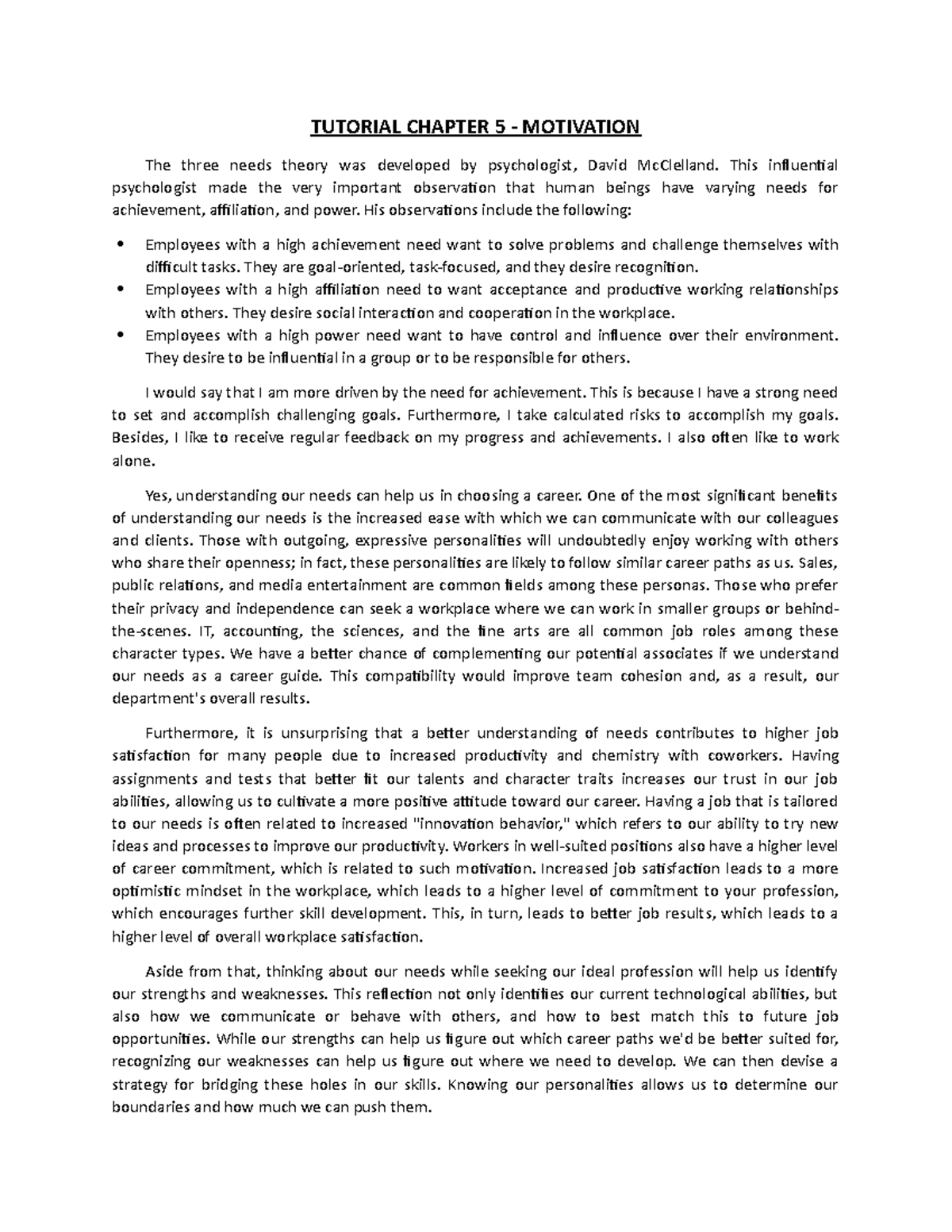 Tutorial Chapter 5 FUNDAMENTAL OF MANAGEMENT MGT162 - TUTORIAL CHAPTER ...
