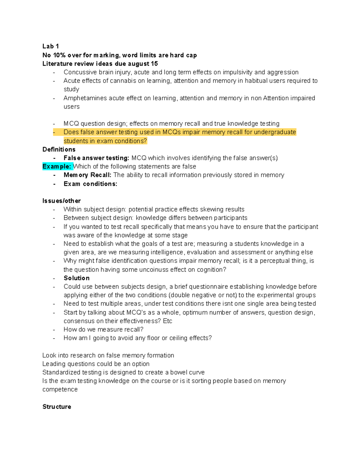 PSYC 211 LAB 1 - acawcwacnajkcnjkancjkanc - Lab 1 No 10% over for ...