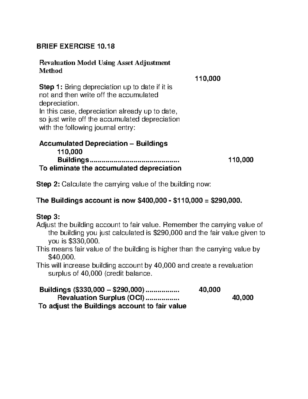 Revaluation Model questions ch 10 - BRIEF EXERCISE 10. Revaluation ...