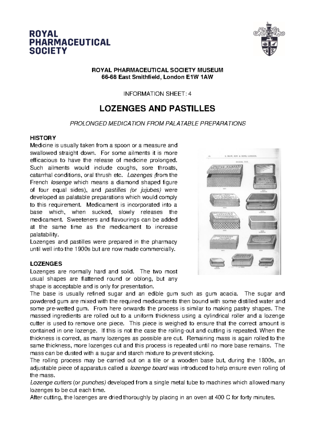 04 Lozenges and Pastilles - ROYAL PHARMACEUTICAL SOCIETY MUSEUM 66 - 68 ...