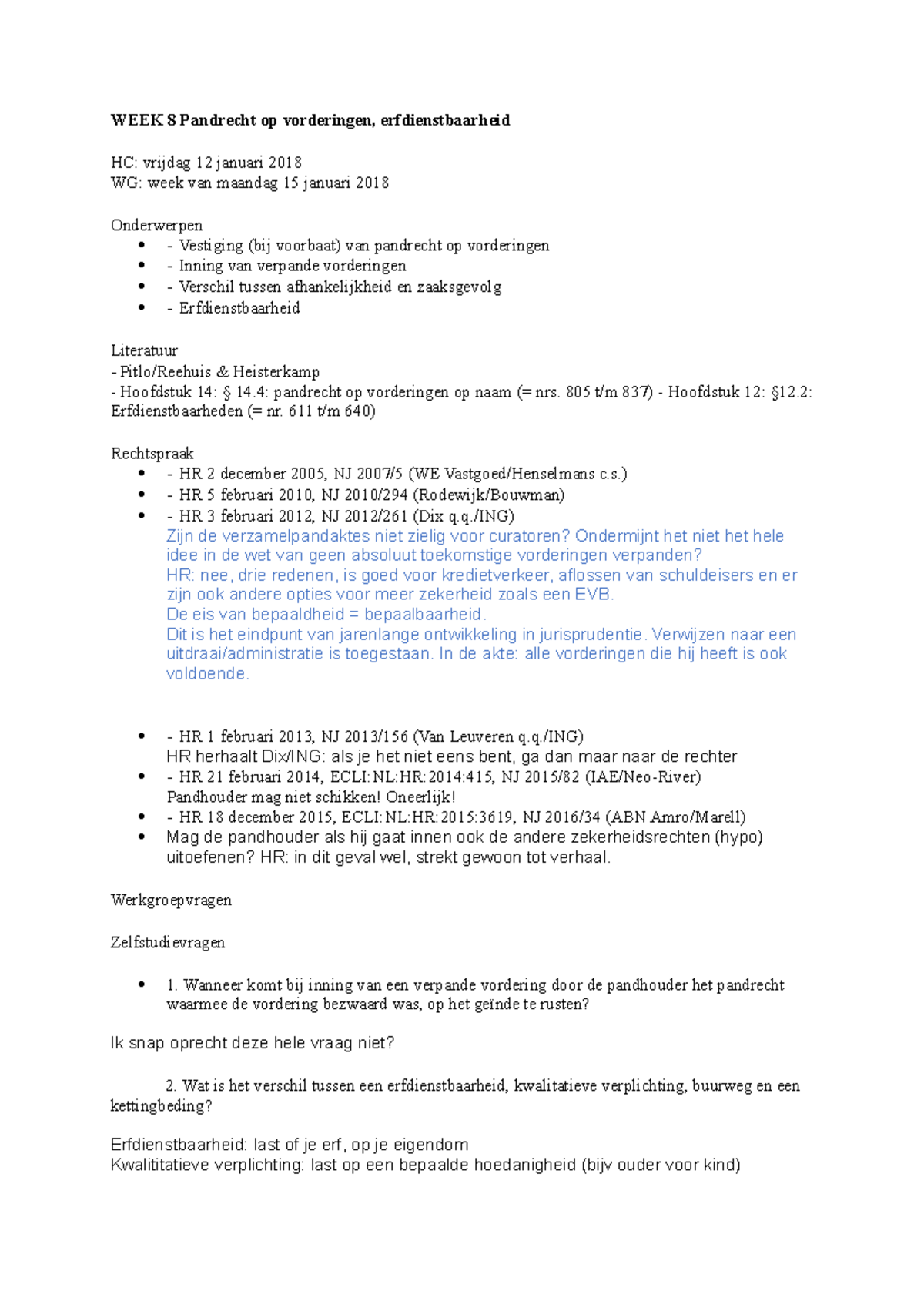 WEEK 8 Pandrecht op vorderingen - WEEK 8 Pandrecht op vorderingen ...