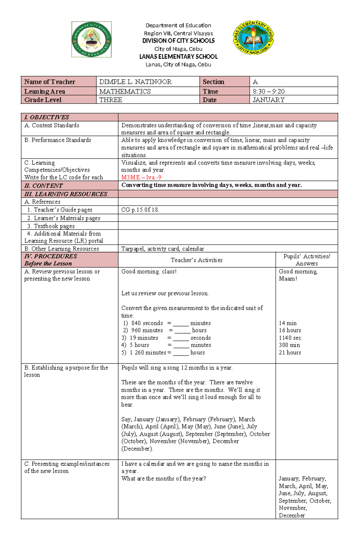 COT DLP MATH 3 - Dlp - Department of Education Region VII, Central ...