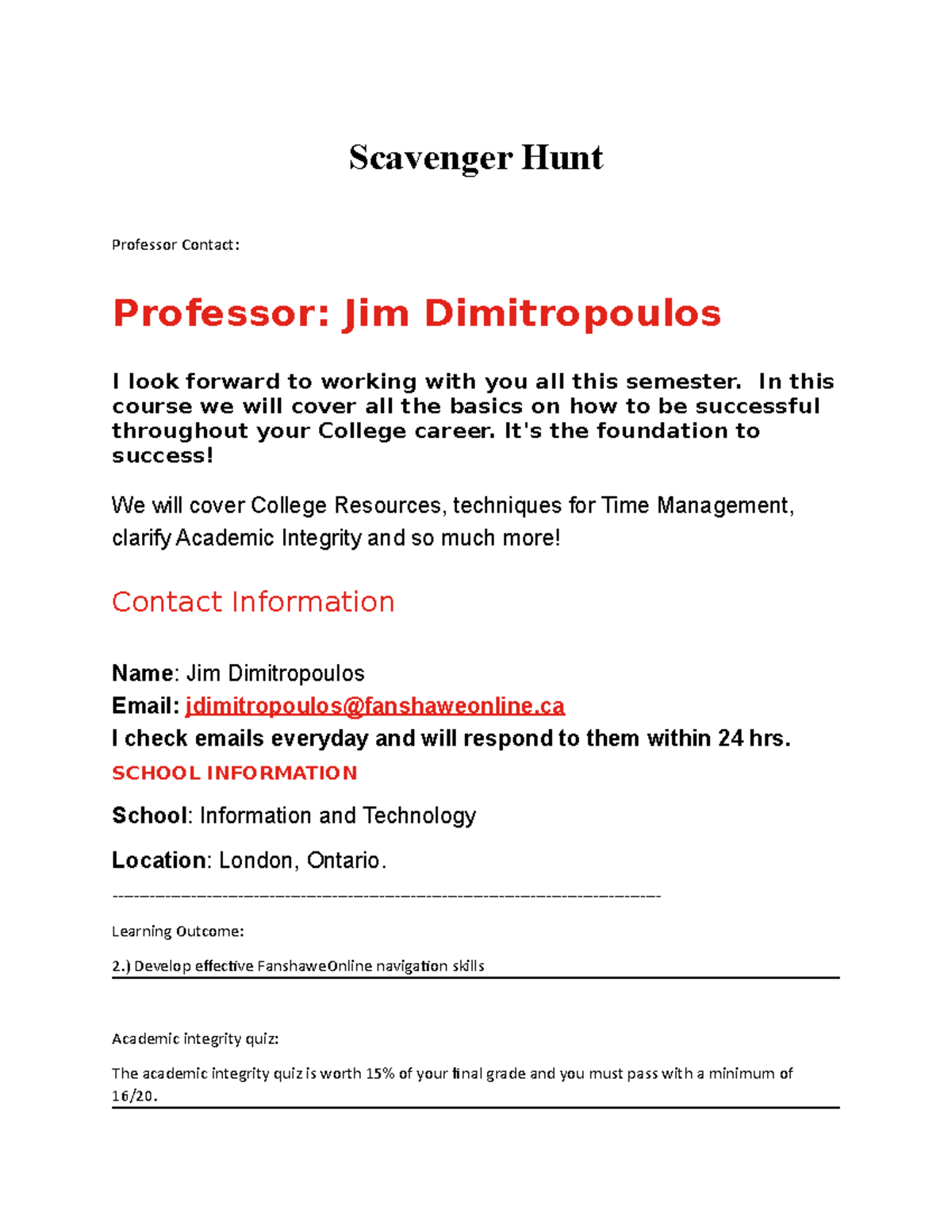 Nasser Taha Scavenger Hunt - Scavenger Hunt Professor Contact ...