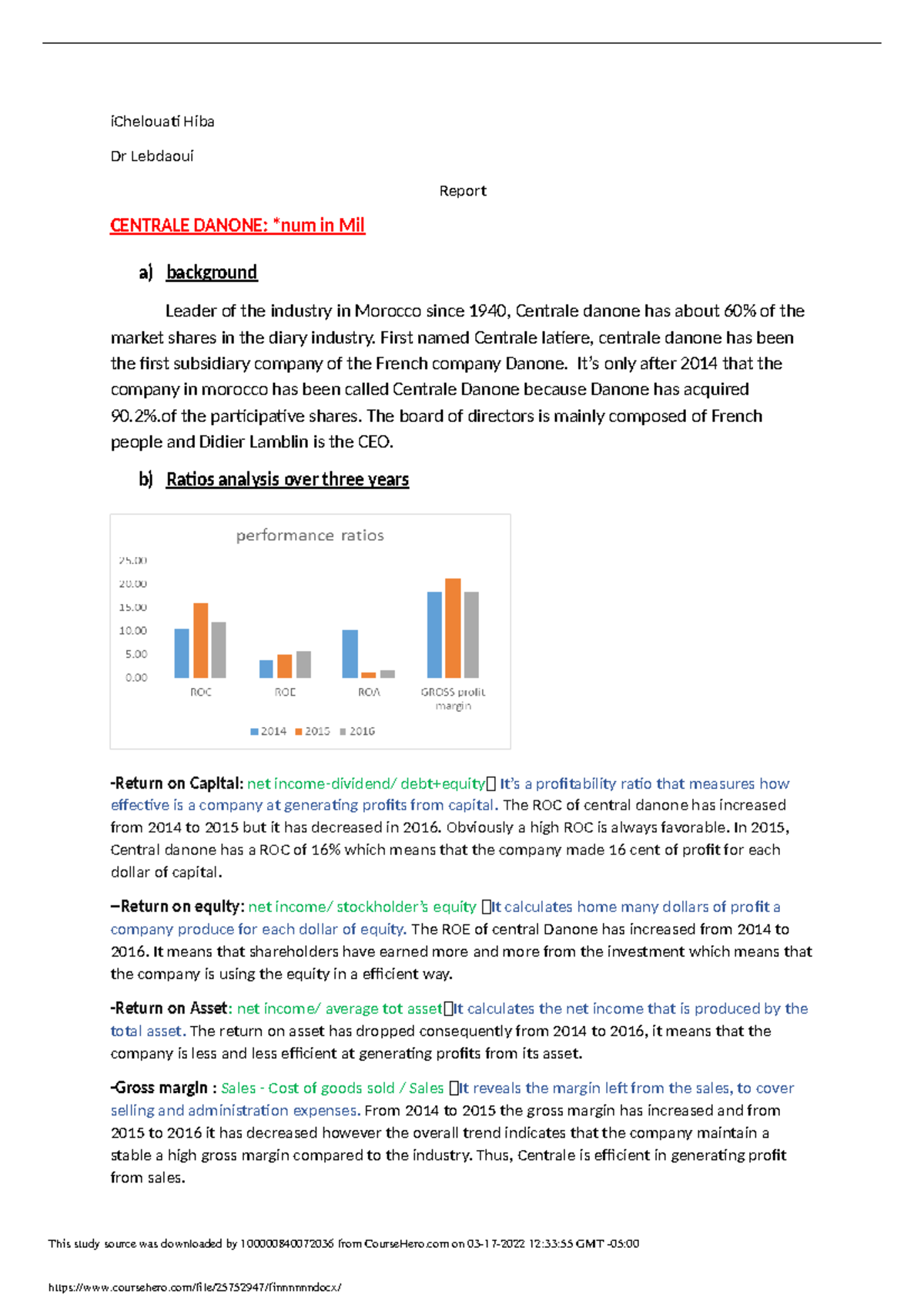 Financial analysis, Danone - international marketing planning - Studocu