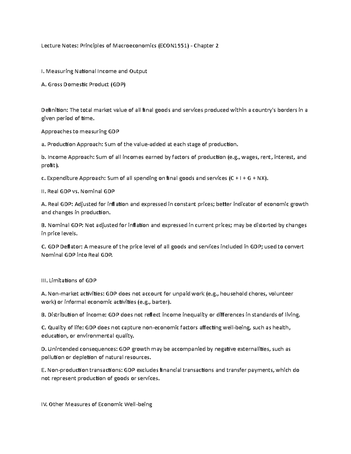 Macro Chapter 2 Lecture Notes Principles Of Macroeconomics Econ1951