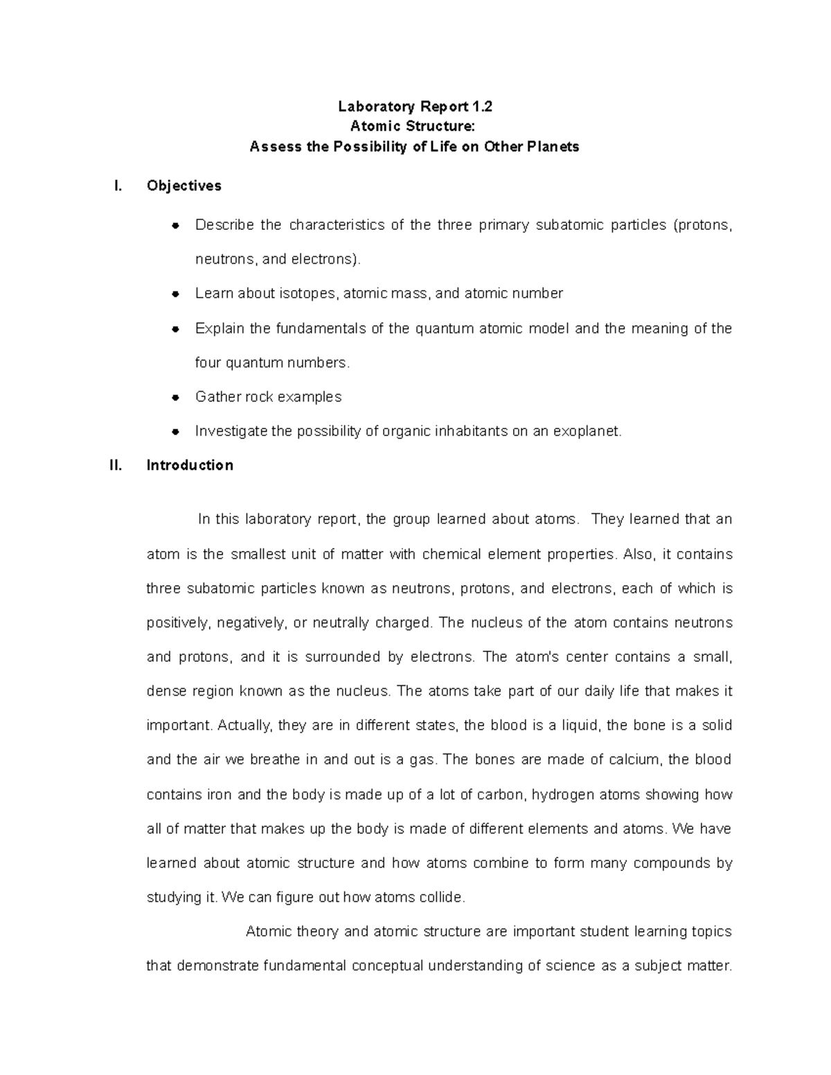 Lab 7 1 2 Laboratory Report Atomic Structure Laboratory Report 1