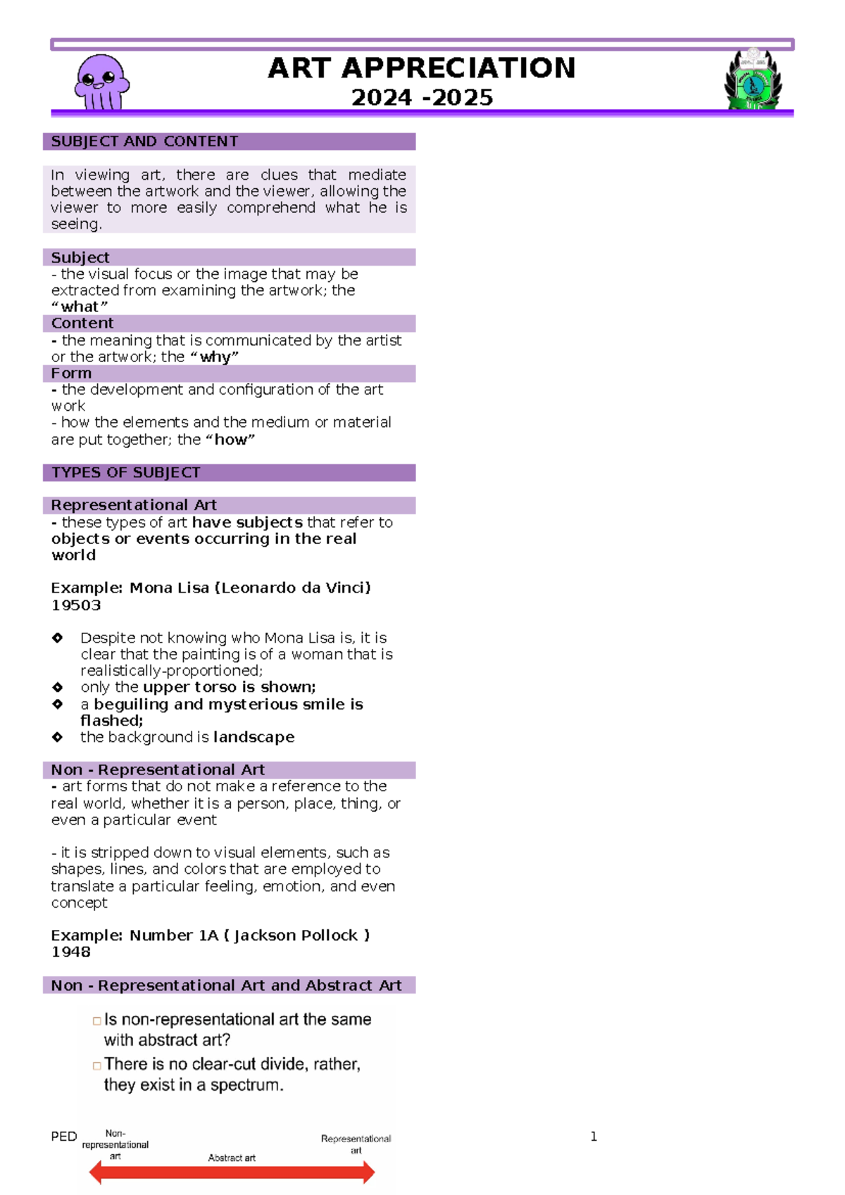 Art app pdf transes - 1 ART APPRECIATION 2024 - SUBJECT AND CONTENT In viewing art, there are ...