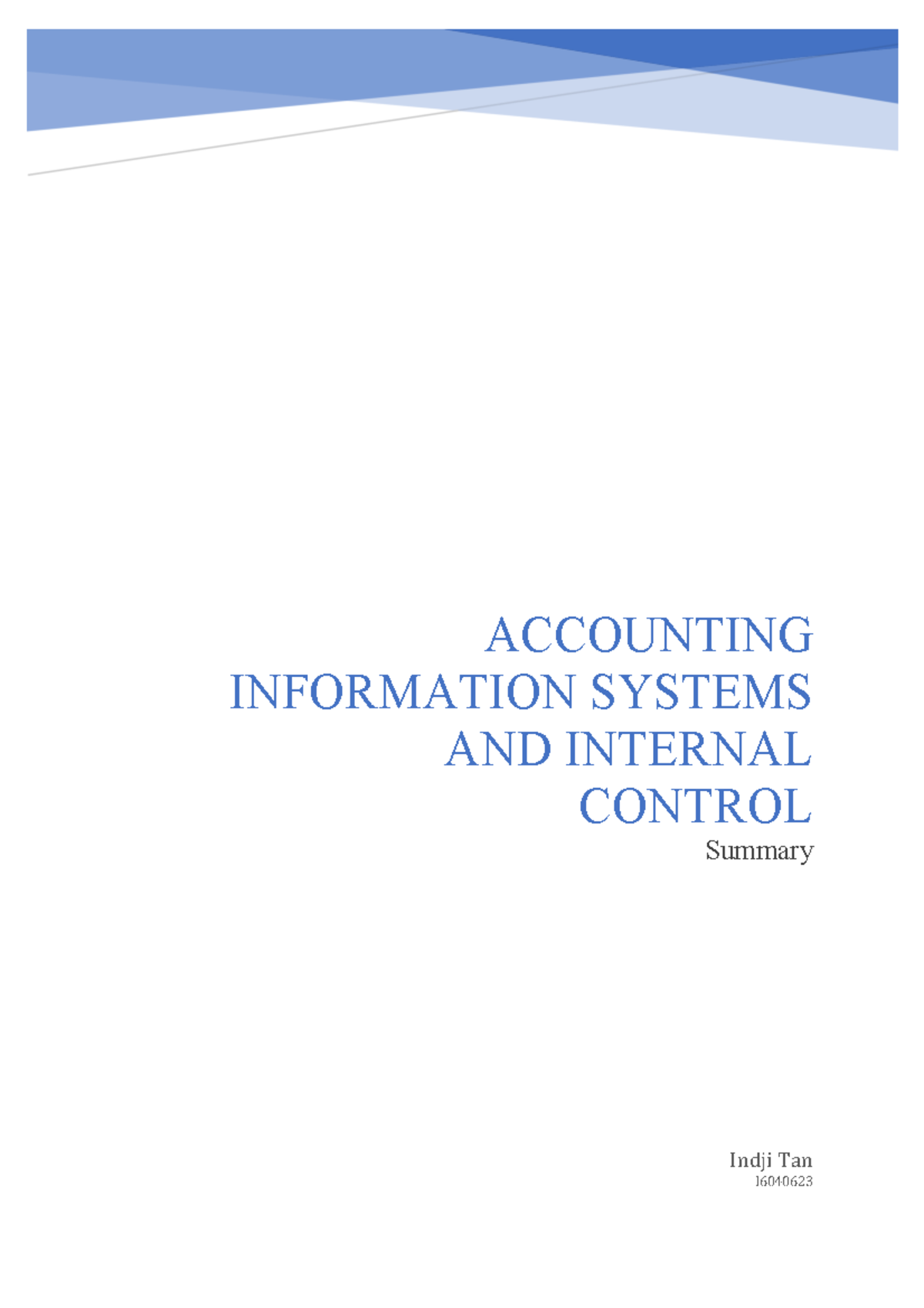 Summary Book Internal Control - ACCOUNTING INFORMATION SYSTEMS AND ...