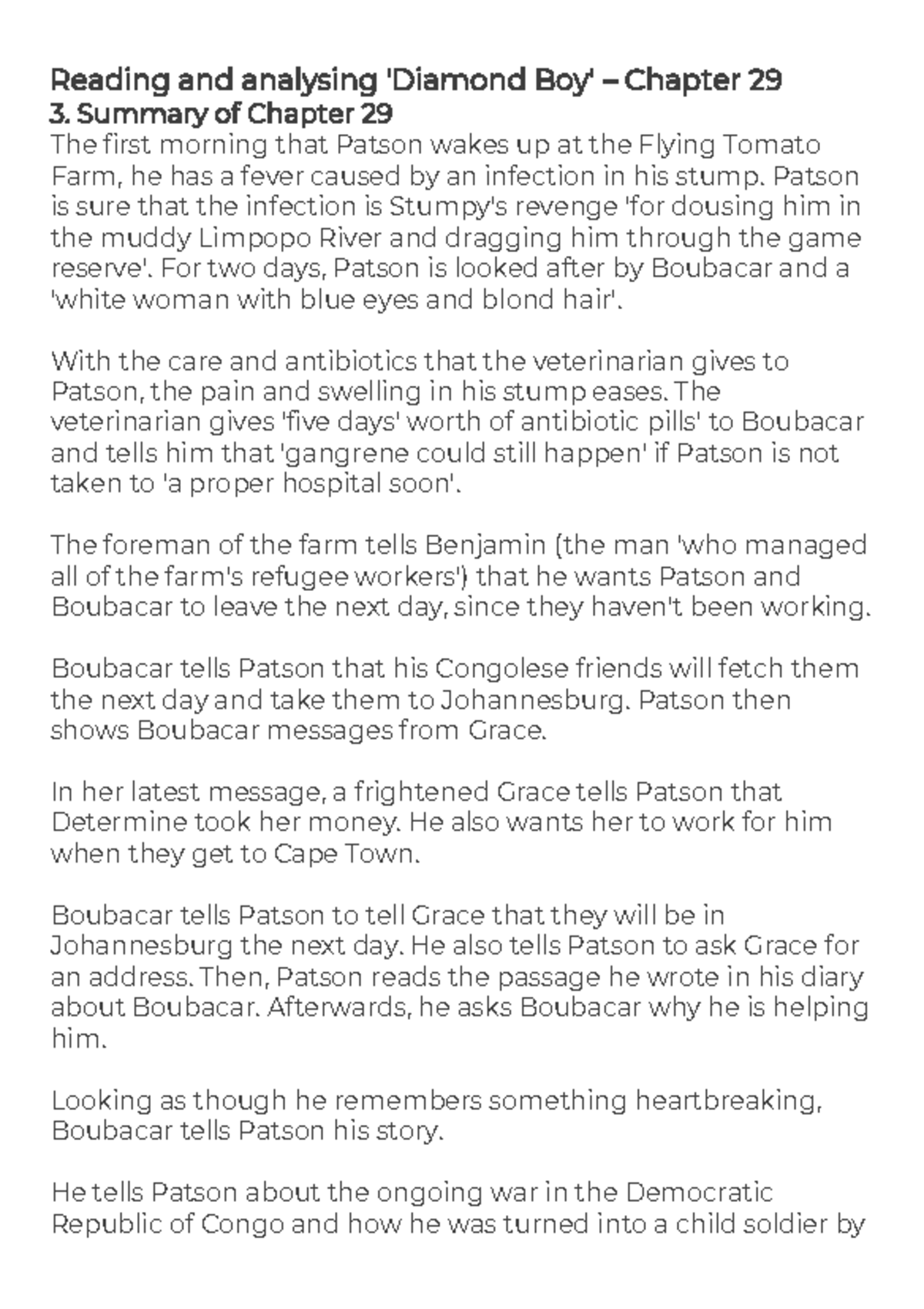 Summary of Chapter 29 Diamond boy - Reading and analysing 'Diamond Boy' – Chapter 29 Summary of ...