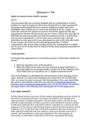 Bwanya v The Master - Summary - Bwanya v The Master Facts Ms Bwanya ...