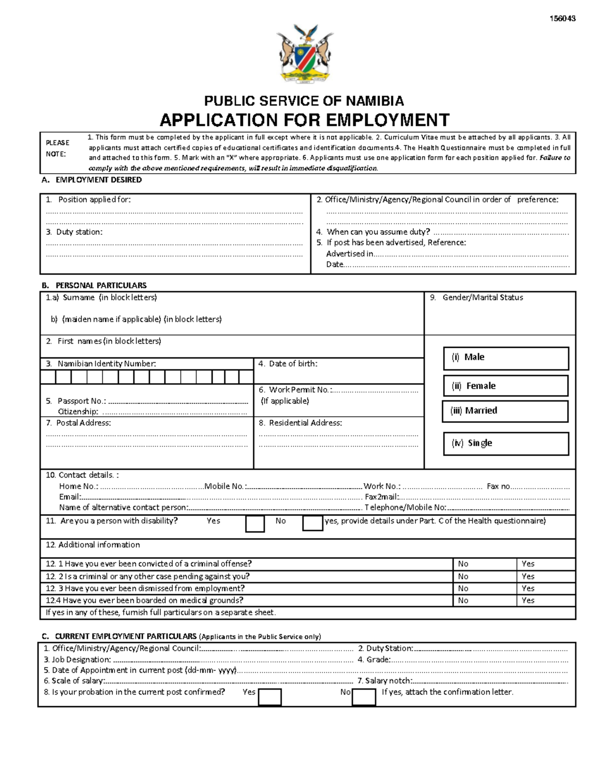 Application-Form - Summary Education - PUBLIC SERVICE OF NAMIBIA ...