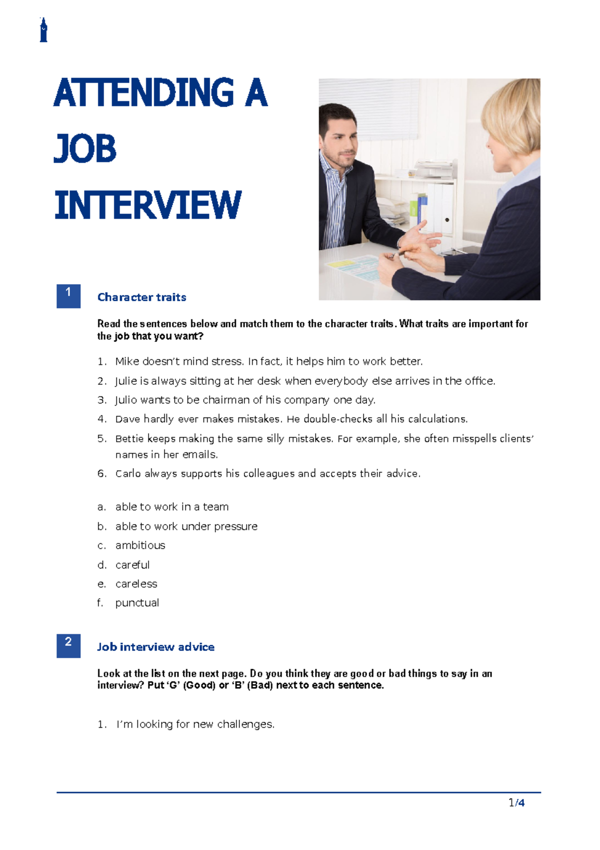 Student. Attending AJOB Interview - ATTENDING A JOB INTERVIEW Character ...