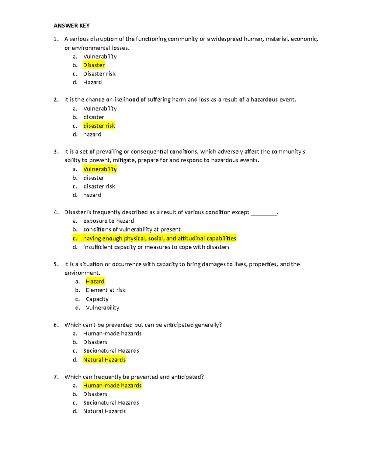 DRRR PRE TEST Answer KEY ANSWER KEY A Serious Disruption Of The drrr-pre-test-answer-key-answer-key-a-serious-disruption-of-the