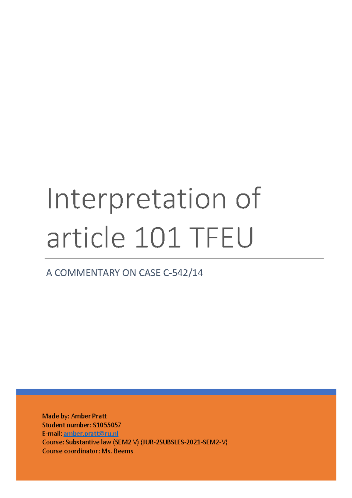 JUR 2 Subsles 2021 SEM2 V S1055057 Amber Pratt - Interpretation of ...