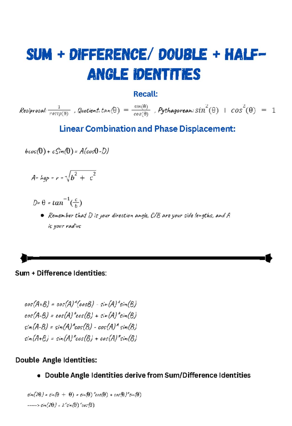 Untitled design - n/a - Sum + Difference/ Double + Half- angle ...