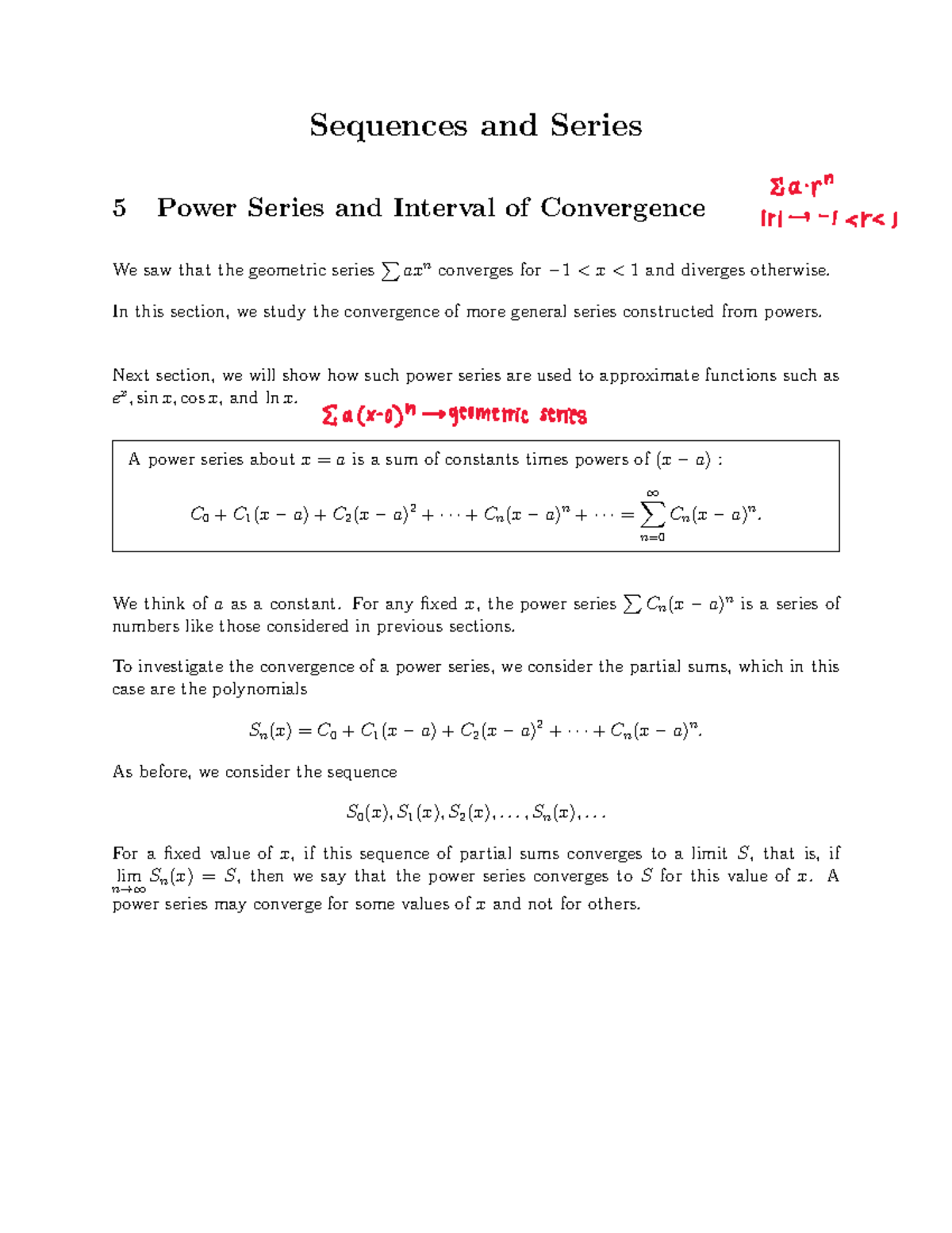 Power+Series+and+Interval+of+Convergence+In-Class+Notes - Sequences and ...