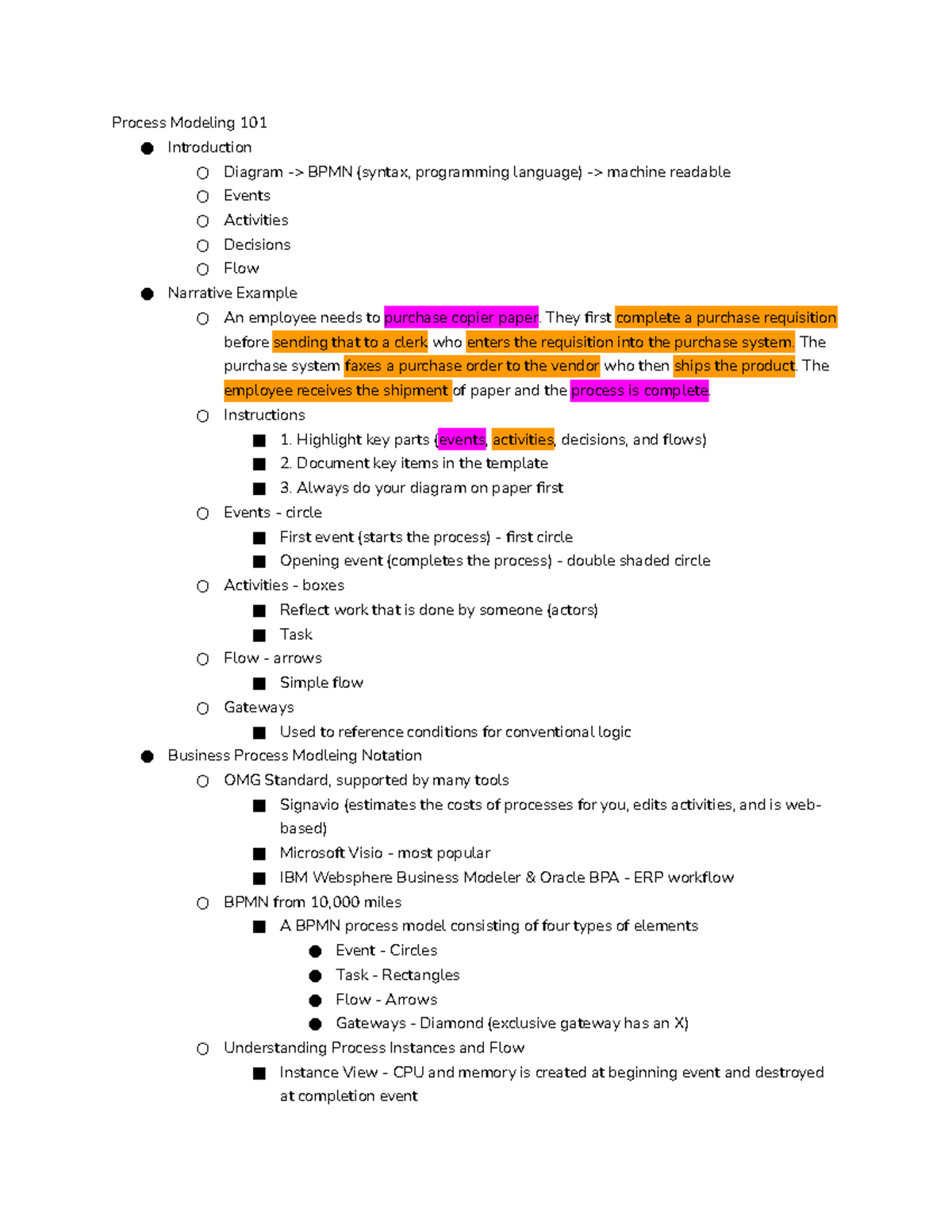 BPM Lecture 5 - Process Modeling 101 - Process Modeling 101 Introduction Diagram -> BPMN - Studocu