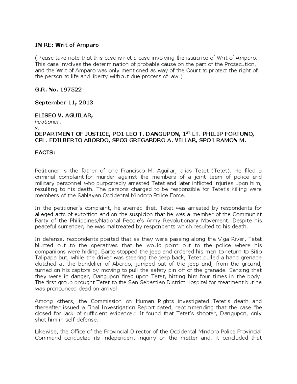 17 - None - IN RE: Writ of Amparo (Please take note that this case is ...