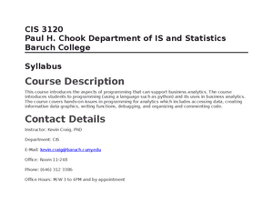Programming Analytics Exam 1 Notes - Takes on the following parameters ...