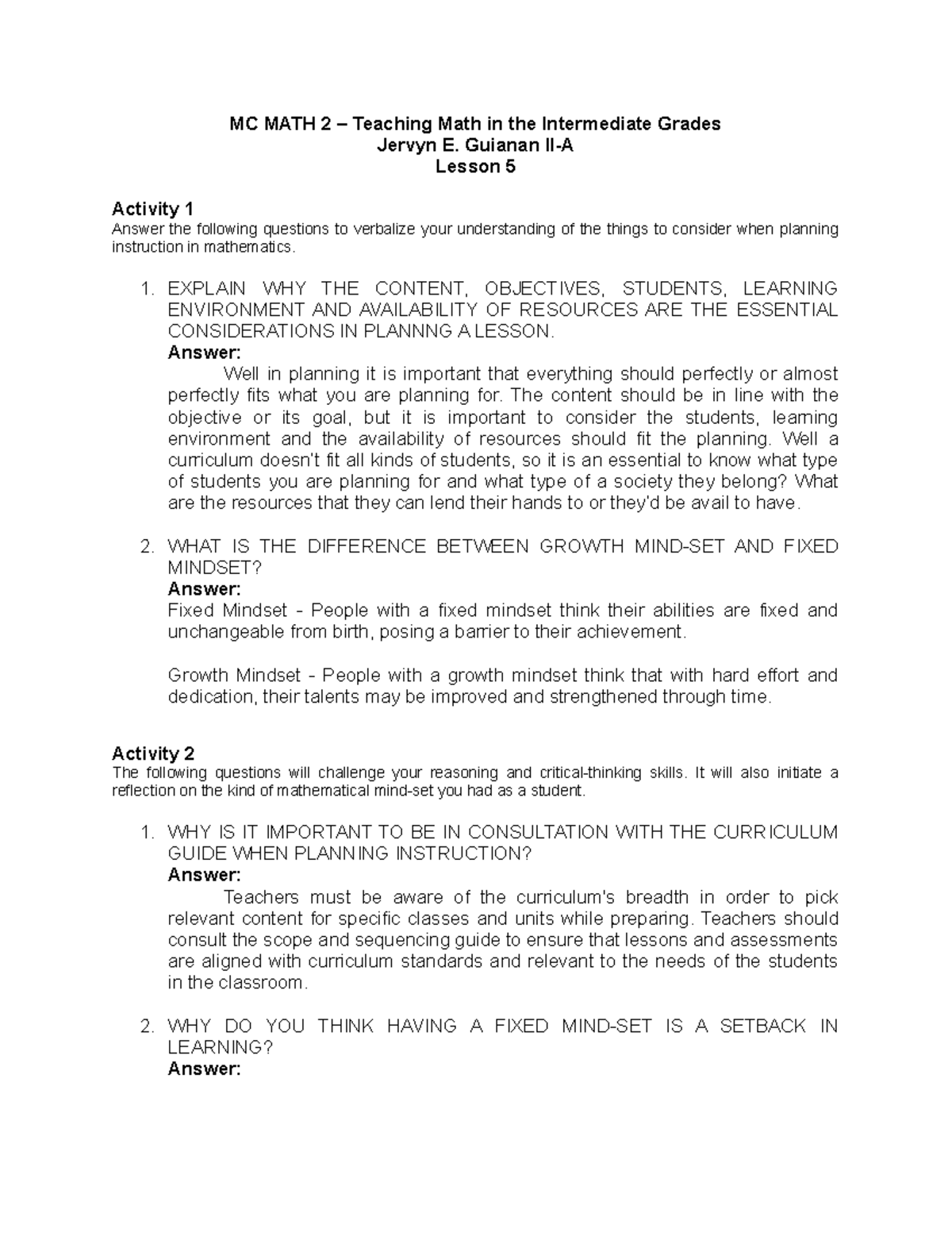 MC MATH 2- Lesson 5 - teaching math - MC MATH 2 – Teaching Math in the ...