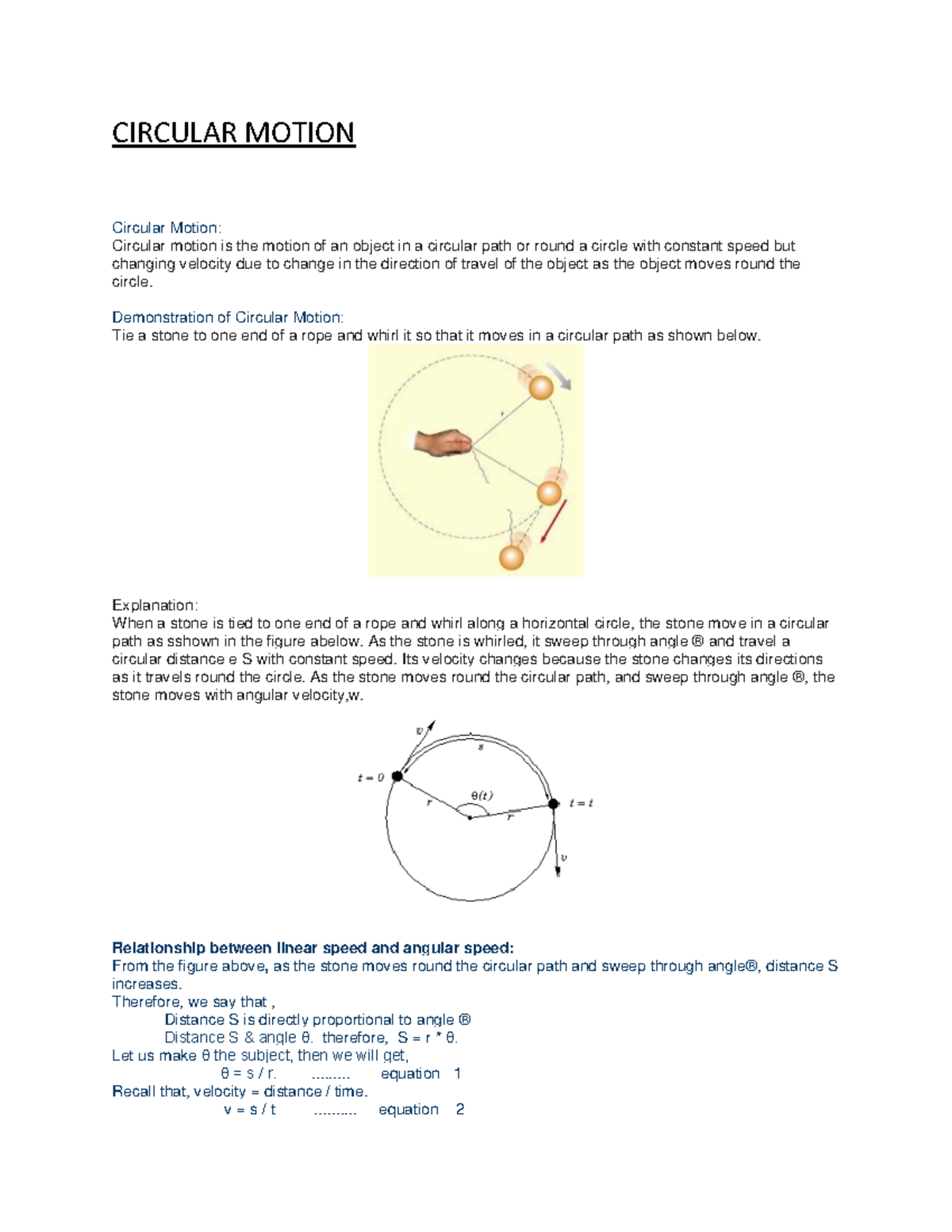 Circular Motion - CIRCULAR MOTION Circular Motion: Circular motion is ...