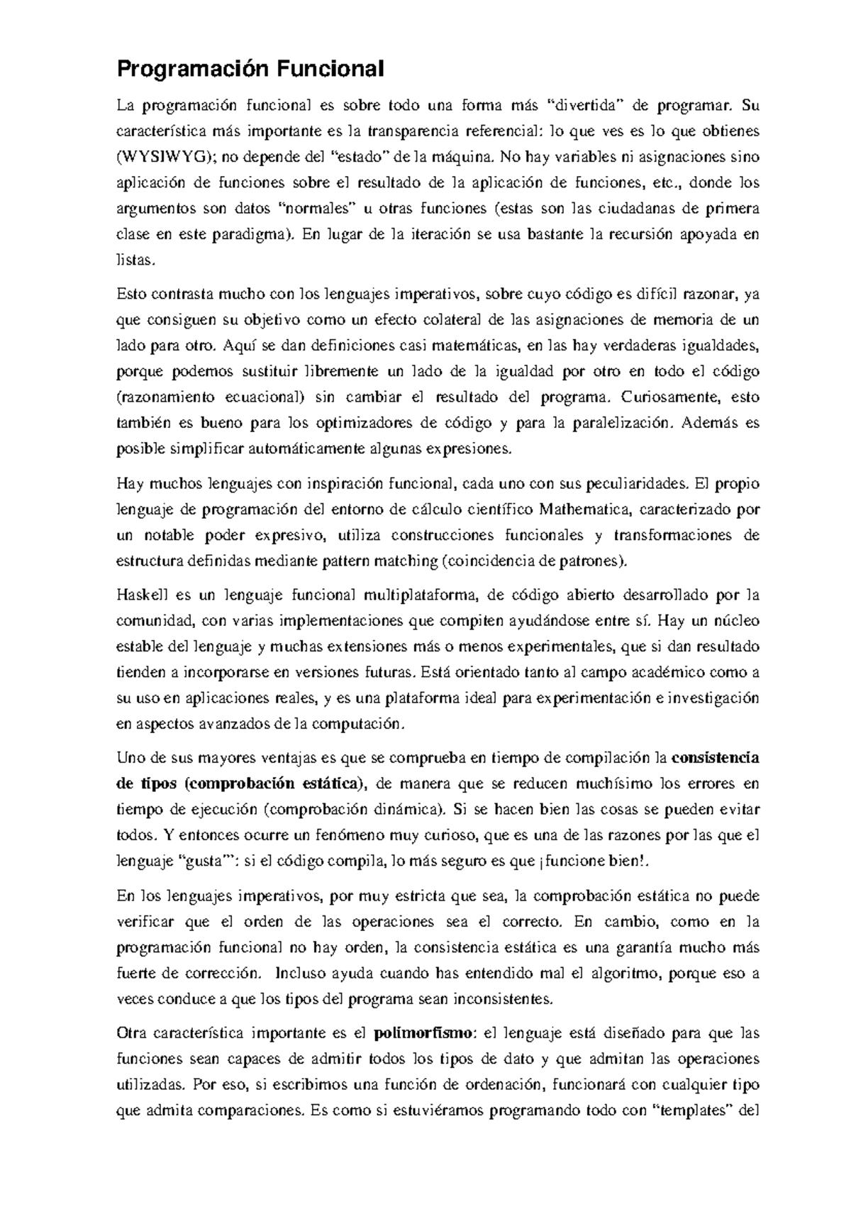 Unidad III-1- Programacion Funcional - Programación Funcional La ...
