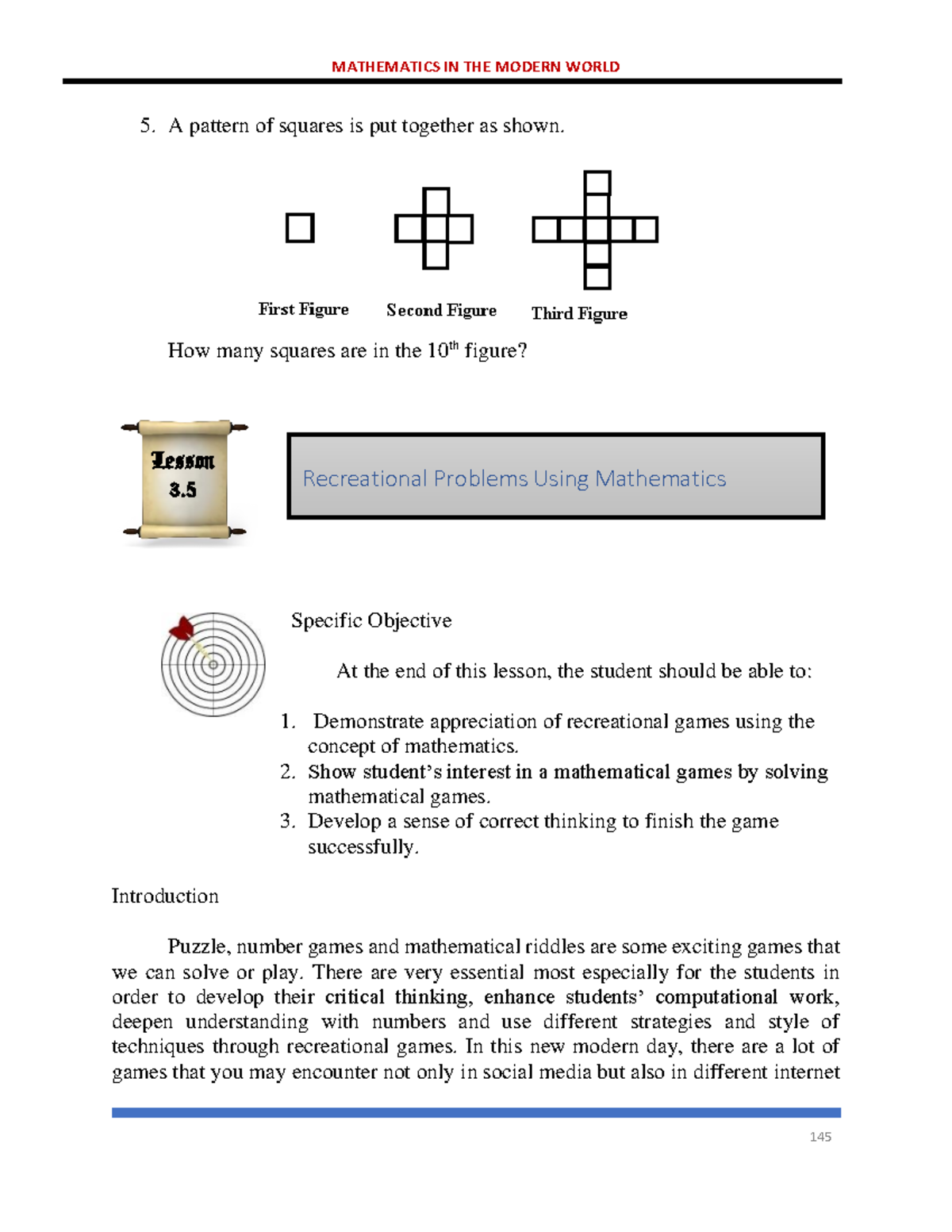MMW 24 - MMW 24 notes - A pattern of squares is put together as shown ...