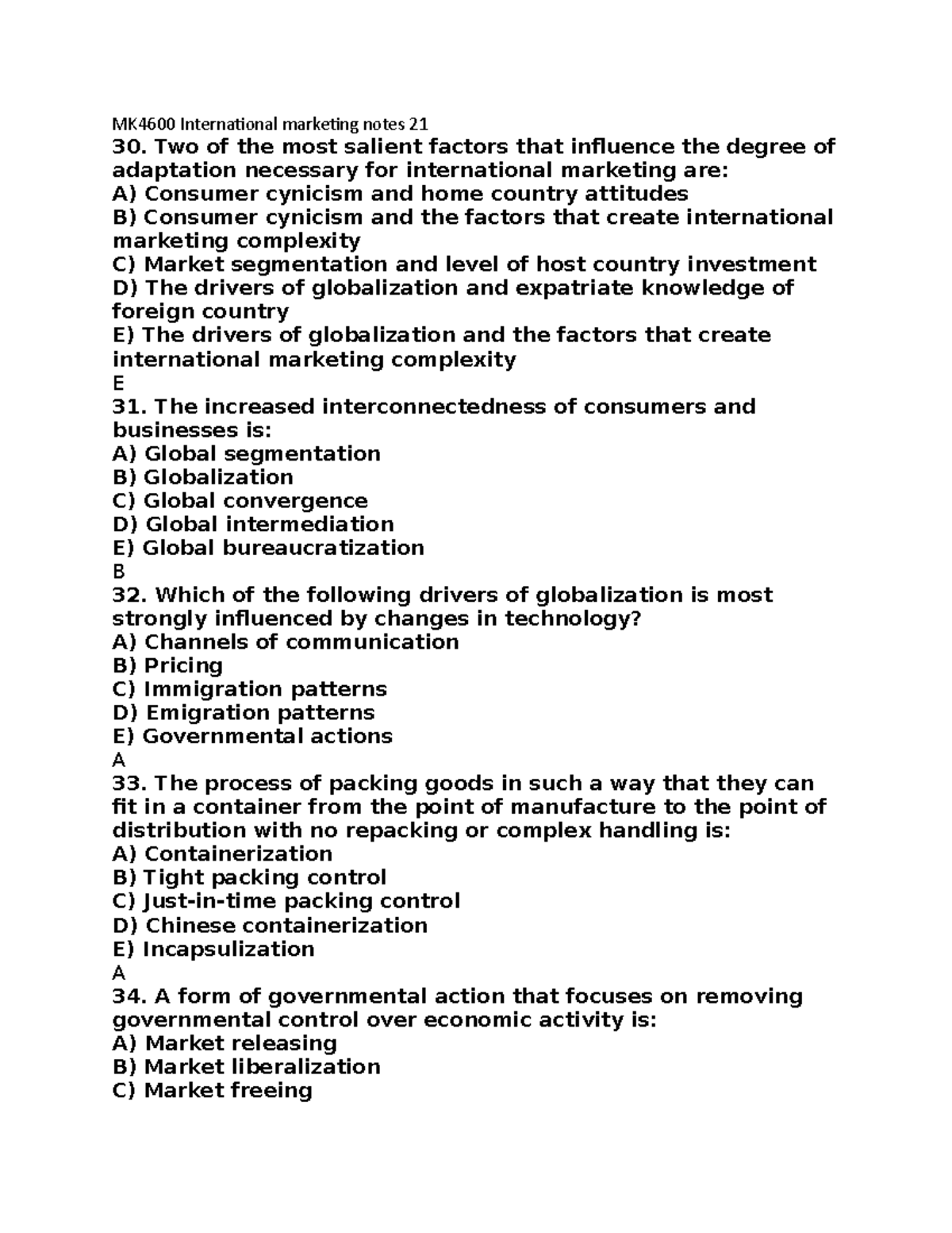 MK4600 International marketing notes 21 - Two of the most salient ...