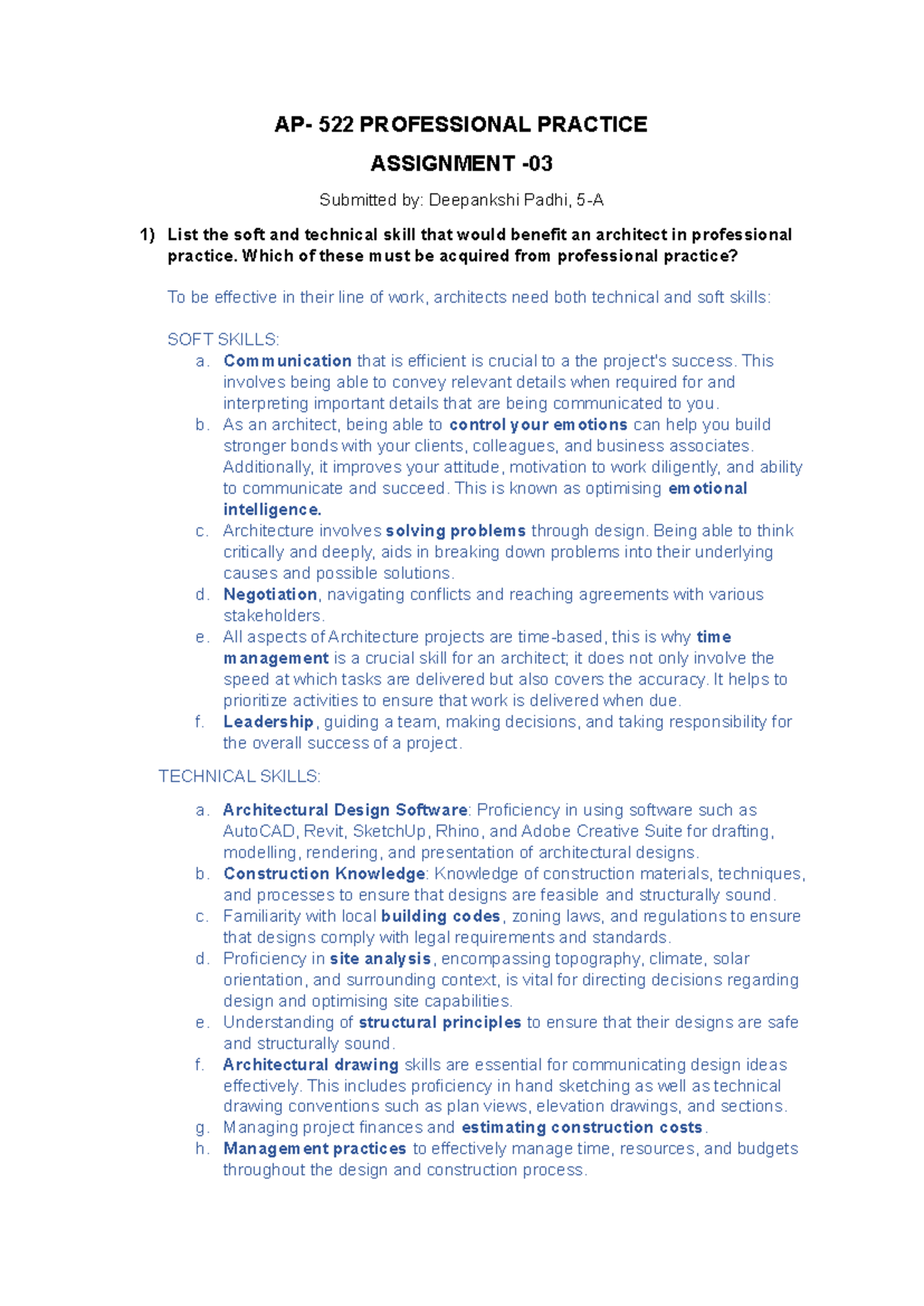 professional practice - Which of these must be acquired from ...