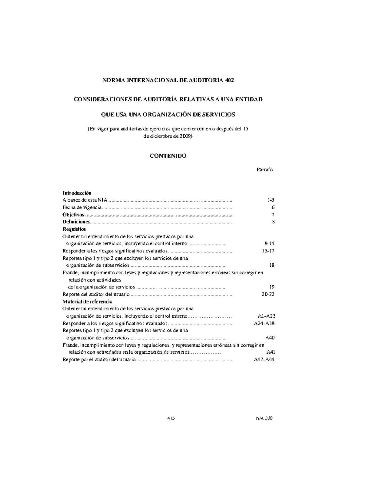 NIA 402 - nia 402 - NORMA INTERNACIONAL DE AUDITORÍA 402 ...