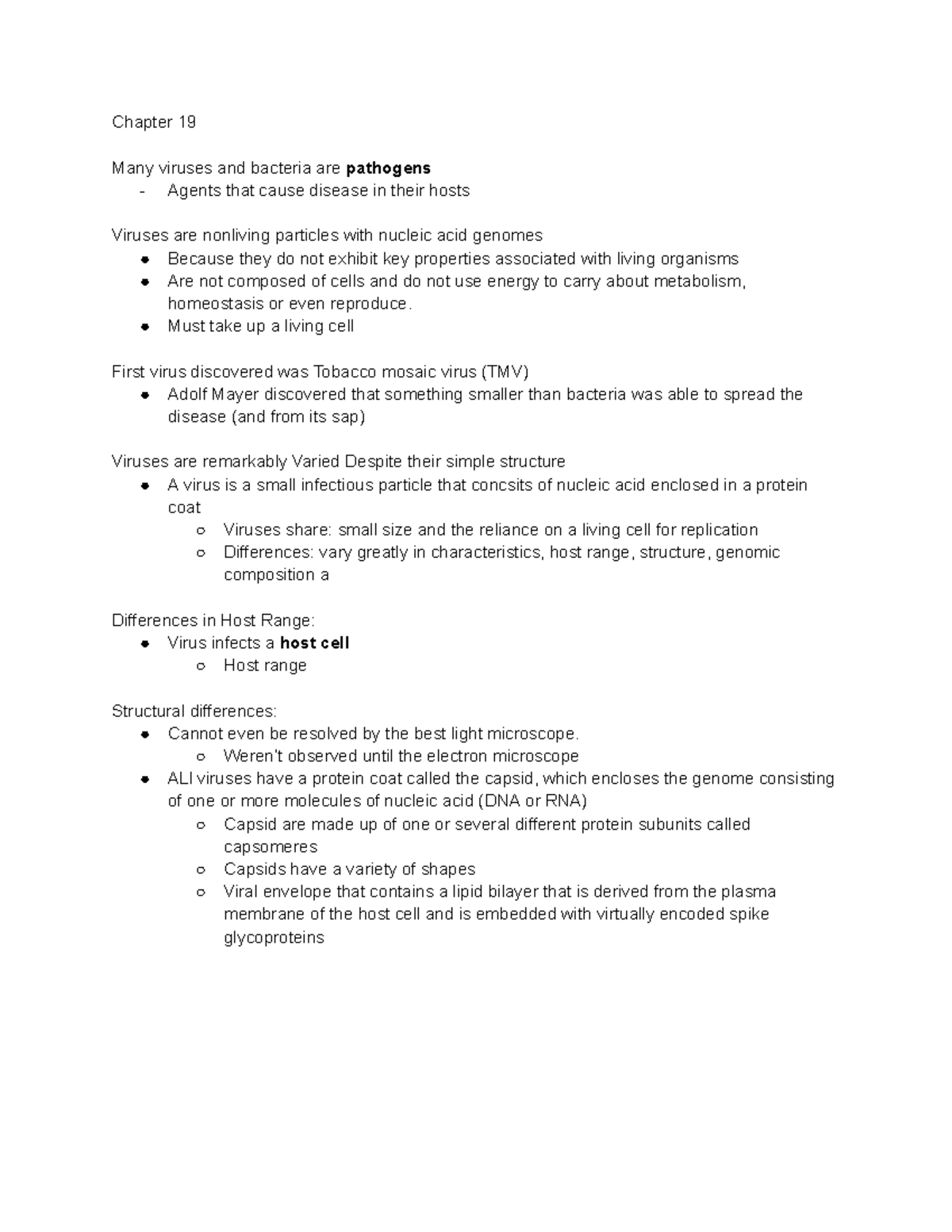 Chapter 19 - bad notes - Chapter 19 Many viruses and bacteria are ...