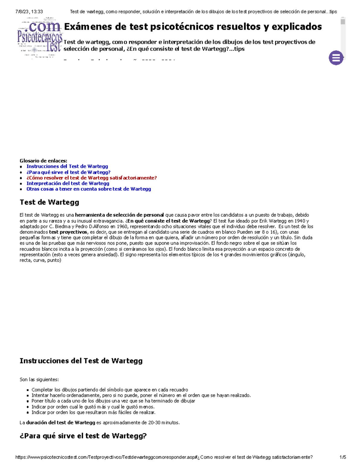 Test de wartegg, como responder, solución e interpretación de los ...