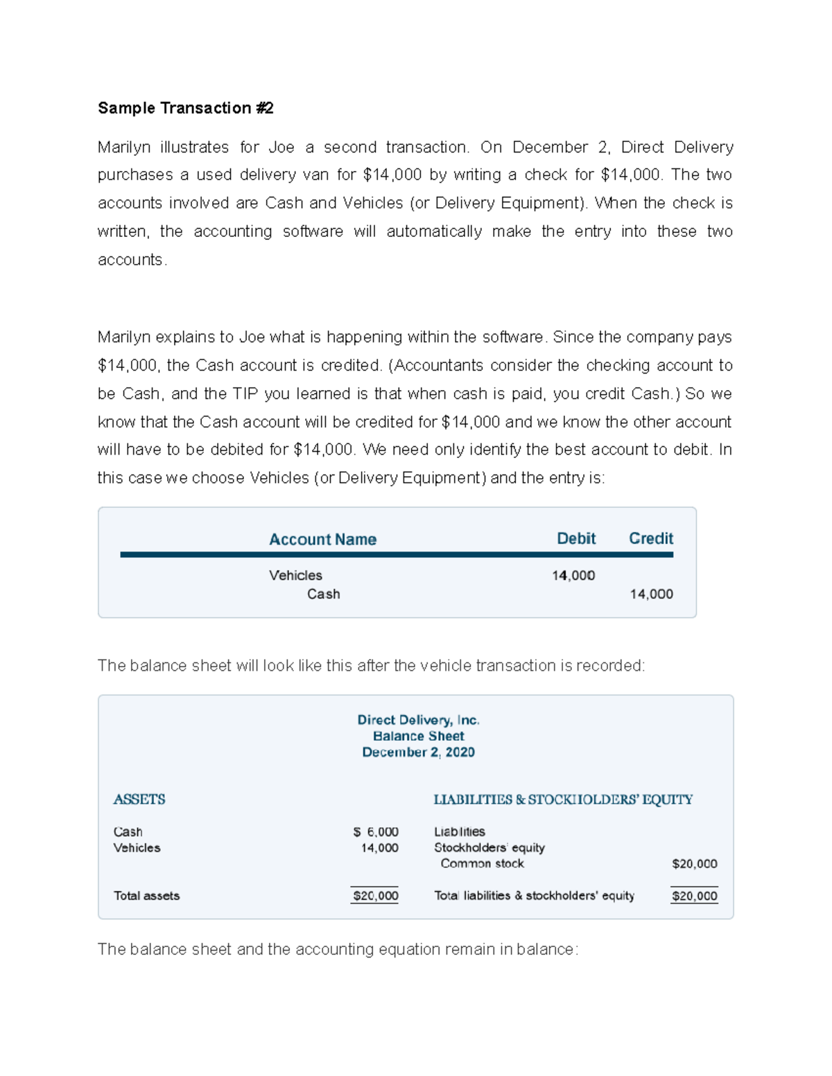 Sample Transaction 2 - basic accounting - Sample Transaction # Marilyn ...