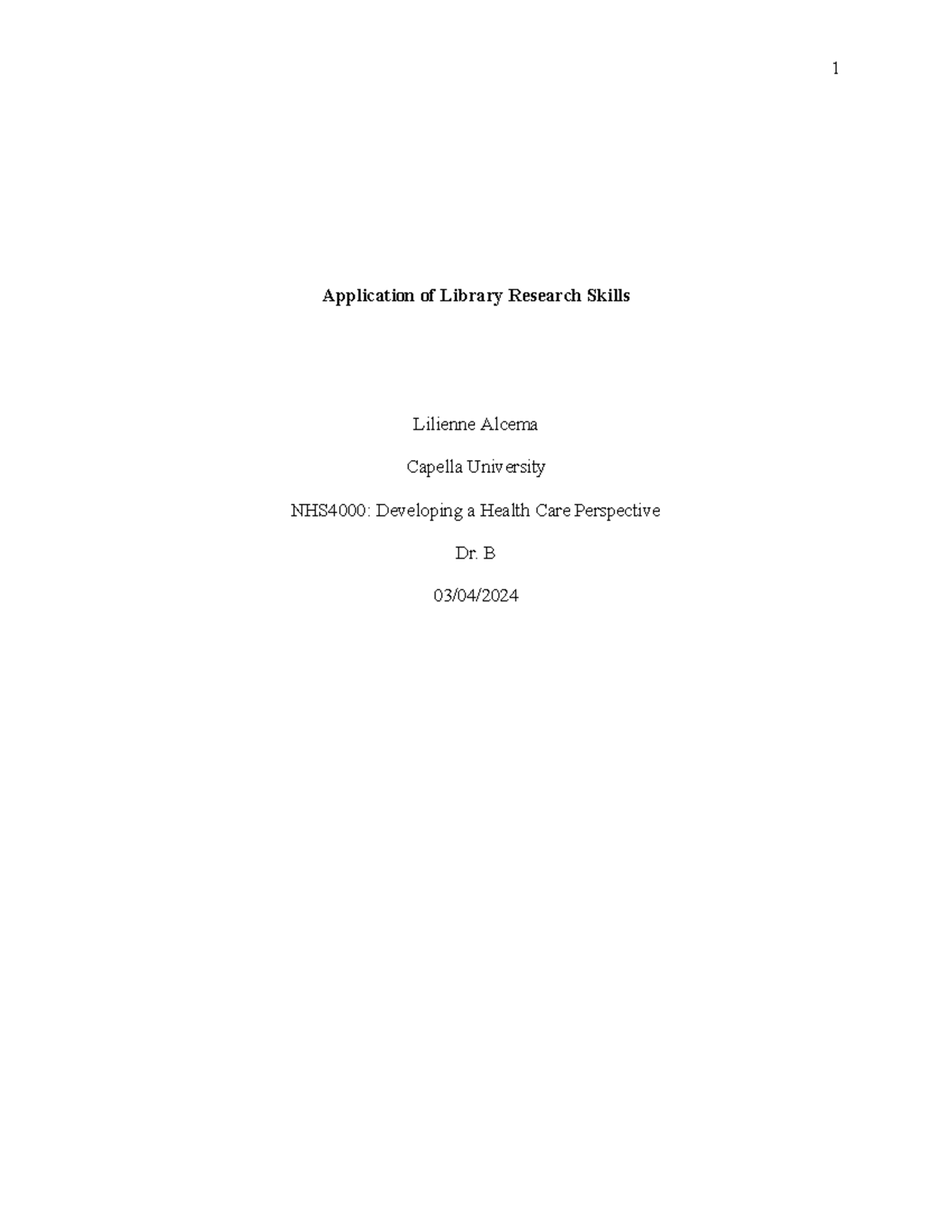 Assessment 2 Application of Library Research Skills - Application of ...